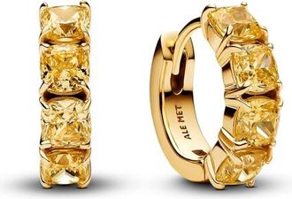 Pandora Pandora Timeless 263851C02 Boucles doreilles cr&eacute;oles en argent sterling plaqu&eacute; or 14 carats avec zircones Jaune