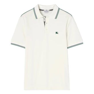 Burberry Polo de Tennis en M&eacute;lange de Coton - Homme - Tops - Blanc - Taille: M
