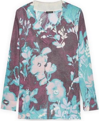 Fiorella Rubino Femme, Pulls, Multicolore, Taille: 38 FR Pull en maille m&eacute;lang&eacute;e viscose &agrave; imprim&eacute; floral