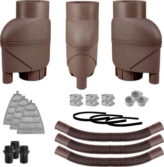 AMUR Fallrohrfilter Regensammler T33 braun/grau - Der Regenwasser-Filter für Regentonnen mit bis zu 95% Wirkungsgrad mit Anschlusszubehör und Universalansc