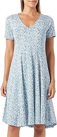 Kaffe Femme Kaffe Womens Midi Floral Print Short Sleeves Casual Dress, Blue/Chalk Flower Print, S EU