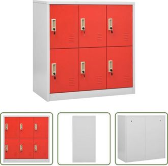 vidaXL vidaXL Rangement bureau - Armoire &agrave; casiers Gris clair et rouge 90x45x92,5 cm Acier