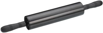 KitchenCraft Antihaft-Nudelholz, Metall-Nudelholz zur Verwendung als Teigroller, schwarz, 25cm Rollenlänge, 43cm Gesamtlänge, 1 Stück