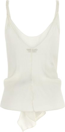 J.W.Anderson Crinkled Silk with Front Knot Tank Top - White