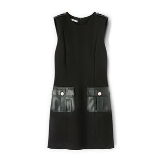 Motivi Etui-Kleid mit aufgesetzten Taschen aus beschichtetem Stoff - - Dresses - Damen - Schwarzk - XS