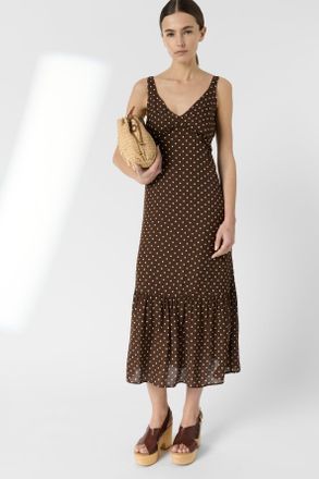 Gerard Darel Robe sans manche &agrave; pois - RACINE - Marron