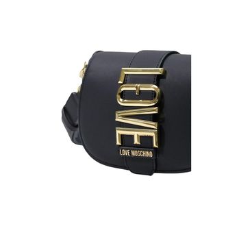 Love Moschino Logo-Embellished Polyurethane Shoulder Bag - Black