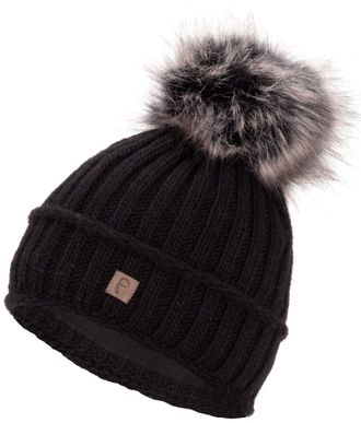 Faera Winterm&uuml;tze Damen M&uuml;tze gef&uuml;ttert mit Kunstfell Bommelm&uuml;tze M&auml;dchen Fleecefutter Winter Strickm&uuml;tze Beanie Herren 34, Farbe:Schwarz