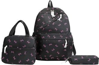 Generic Sac &agrave; dos en nylon avec noeud pour femme - Joli sac &agrave; dos kawaii avec motif noeud, Noir, taille unique