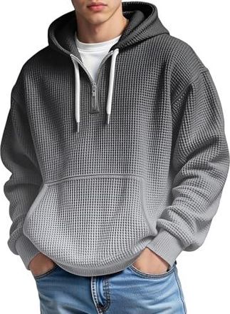 Generic 2026 Hoodie Sweat &agrave; Capuche Homme Pull Homme Zipp&eacute; Manches Longues Couleur Unie Sweatshirt &eacute;pais Poche Kangourou Sweat pour Hiver et Automne