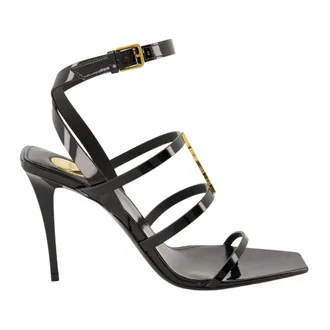 Saint Laurent Cassandra Lackleder Sandalen - - Shoes - Damen - Schwarzk - 38 1/2 EU