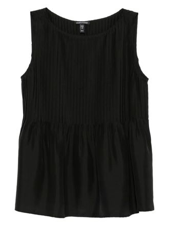 Eileen Fisher Seidenoberteil mit Faltendetails - Schwarz