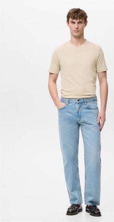Mango T-shirt 100 % coton col V slim-fit beige - Homme - XXL - MANGO MAN