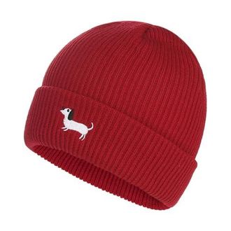 Generic Bonnet tricot&eacute; avec motif de chien brod&eacute; unisexe chaud c&ocirc;tel&eacute; pliable pour une utilisation en ext&eacute;rieur Chapeau dhiver brod&eacute; pour chien Bonnet dhiver 