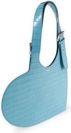 Coperni Sac &eacute;paule coeur aspect peau de crocodile en cuir