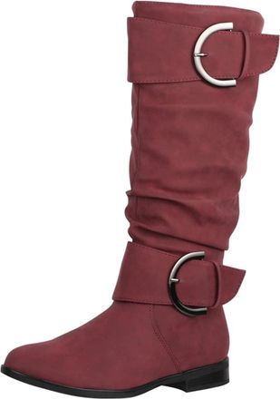 Elara Damen Stiefel Boots Schlupfstiefel Chunkyrayan JY1989 Wine-38