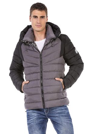 Cipo & Baxx Herren Mantel CM185 Anthrazit - Stylische Winterjacke im modernen Design mit warmem Innenfutter, abnehmbarer Kapuze und funktionalen Details f&uuml;r kalte