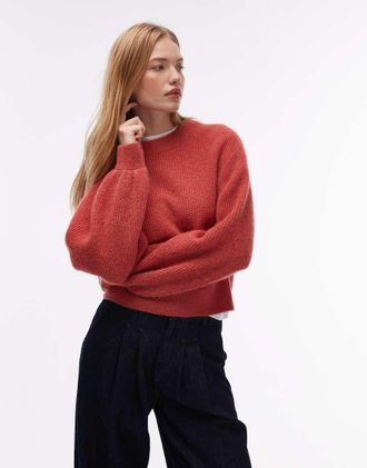 & Other Stories Pullover aus Wolle und Alpakawolle in Ziegelrot mit Ballon&auml;rmeln