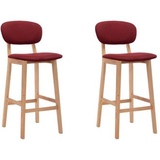 vidaXL Vidaxl - Tabourets de bar lot de 2 rouge bordeaux tissu