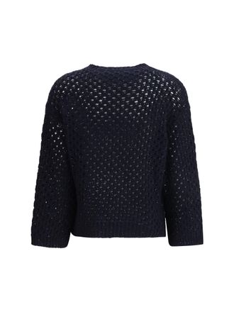 Fabiana Filippi Womens Jumper Crafted From Platinum Yarn With Micro Sequins Blu Notte Sweater
