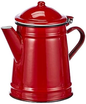 Ibili Ibili 910210 Cafetière Conique en acier émaillé vitrifié, Rouge, 1 l