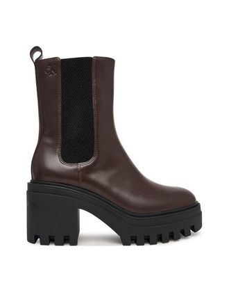Calvin Klein Stiefeletten Chunky Heeled Chelsea Lth YW0YW01547 Dunkelbraun