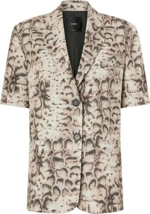 Pinko Pinko, Femme, Vestes, Beige, Taille: 34 FR Veste &agrave; manches courtes avec imprim&eacute; serpent