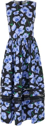 Carolina Herrera robe mi-longue &agrave; fleurs - Noir
