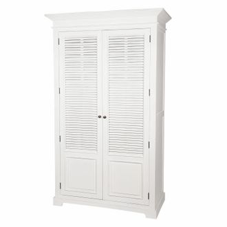 Loberon Schrank Williston, Raffinierte Lamellent&uuml;ren, Antik-Finish, Kassettenverarbeitung, Schlafzimmerschrank, Kleiderschrank, Mangoholz, wei&szlig;