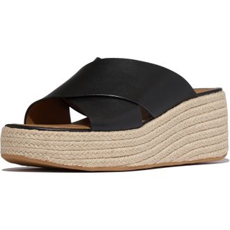 FitFlop Fitflop Plattform-Leder-Damen Sandalen in Schwarz