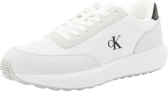Calvin Klein Baskets Homme Athleisure Laceup en Cuir, Blanc (Bright White/Black), 42