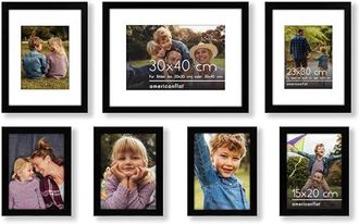 Americanflat 7er Pack Bilderrahmen Set Verschiedene Gr&ouml;&szlig;en mit Matte in 30x40 cm, 23x30 cm & 15x20 cm - Fotorahmen f&uuml;r Mehrere Fotos mit Bruchsicherem Glas