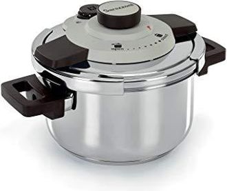 Barazzoni Facile Schnellkochtopf Easy Dual System einfach, Fassungsvermögen 4,5 l, Ø 22 cm, Edelstahl 18/10, hergestellt in Italien, Stahl