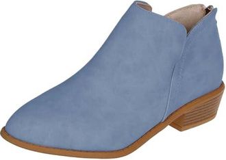 Generic Generisch Bottines de cowboy courtes pour femme - Bottines de cowboy avec talon - Bottes courtes rétro à enfiler - Bottines Chelsea en dentelle - Bott