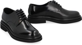 Dolce & Gabbana Mens Leather Lace-Up Derby Shoes Black Calfskin Flat