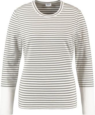 Gerry Weber Damen 770205-35030 T-Shirt, Khaki Ringel, 34