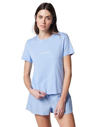Calvin Klein S/S Tee Short Set Lv00Qs7576, Blue (Frozen Fjord W Trail Stripe), S Femme