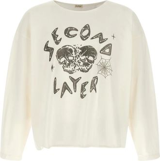 Second/Layer Second/Layer - T-shirt Manches Longues Imprim&eacute; Cr&acirc;ne - Homme - Tops - Blanc - Taille: M
