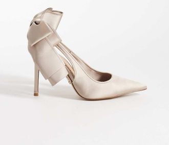 Steve Madden Satin-Pumps in Taupe mit Schleifendetail am Fersenriemen-Neutral