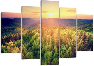 Arttor Mehrteilige Bilder auf Leinwand 150x100cm Leinwandbild Berge Natur Gro&szlig; XXL Wanddeko Bild Schlafzimmer Set 5 teilige Wandbilder Dekoration Wohnzimmer 