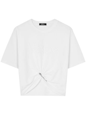 Versace t-shirt à logo brodé - Blanc
