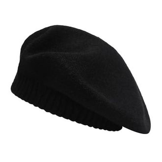 ZLYC Hiver Femmes Classique Francais Chapeau de B&eacute;ret Couche Double(Couleur : Noir uni),Taille Unique