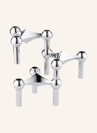Stoff Nagel Stoff Nagel 3er-Set Kerzenhalter silber