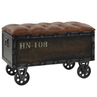 Fimei Banc de rangement Bois massif et similicuir 80,5x41x50 cm - Fimei