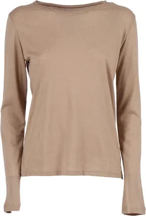Majestic Filatures Femme, Tops, Beige, Taille: 38 FR M005-Fts021 T-Shirt &agrave; Manches Longues et Col Rond