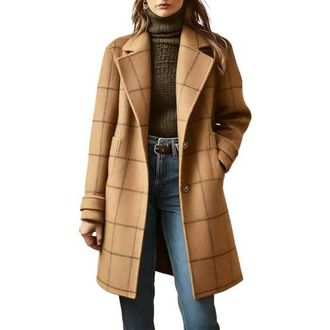 Generic Trench dhiver &agrave; col crant&eacute; pour femme, revers simple boutonnage en laine m&eacute;lang&eacute;e, veste mi-longue, caban, v&ecirc;tement dext&eacute;rieur, kaki, 3XL