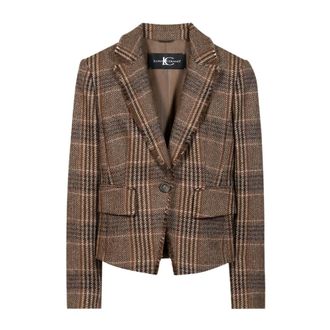 Luisa Cerano Blazer &agrave; un bouton &agrave; carreaux - Femme - Vestes - Brun - Taille: 40 FR