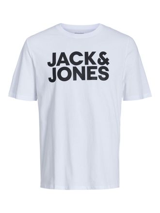 Jack & Jones Herren Jjecorp Logo Tee O-hals Noos T Shirt, White/Fit:slim/Large Print/Black, XS EU