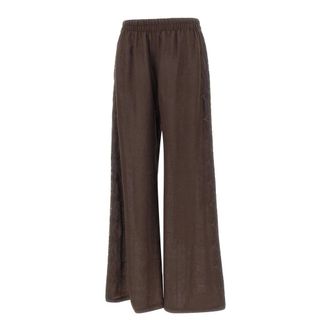 Maurizio Femme, Pantalons, Brun, Taille: 42 FR Pantalon Brod&eacute; de Dentelle