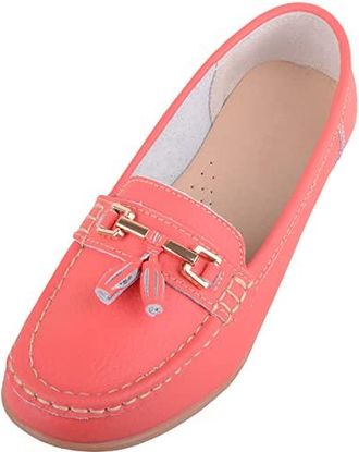 Absolute Footwear Mocassins décontractés à enfiler en cuir pour femme, corail, 38 EU